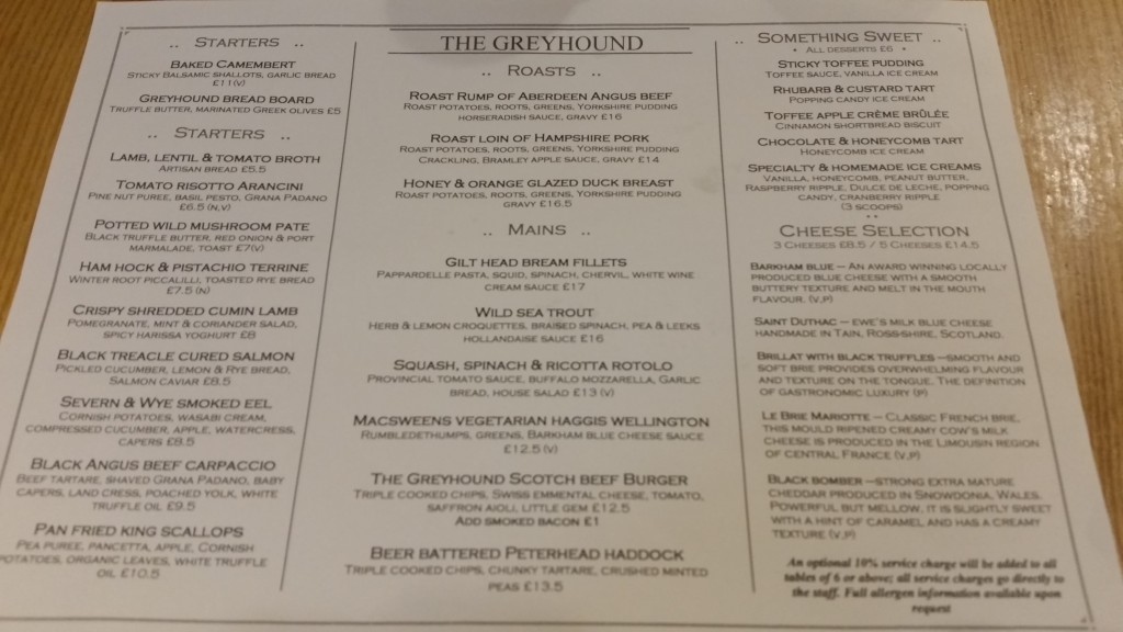 Roast dinner review of The Greyhound, Finchampstead